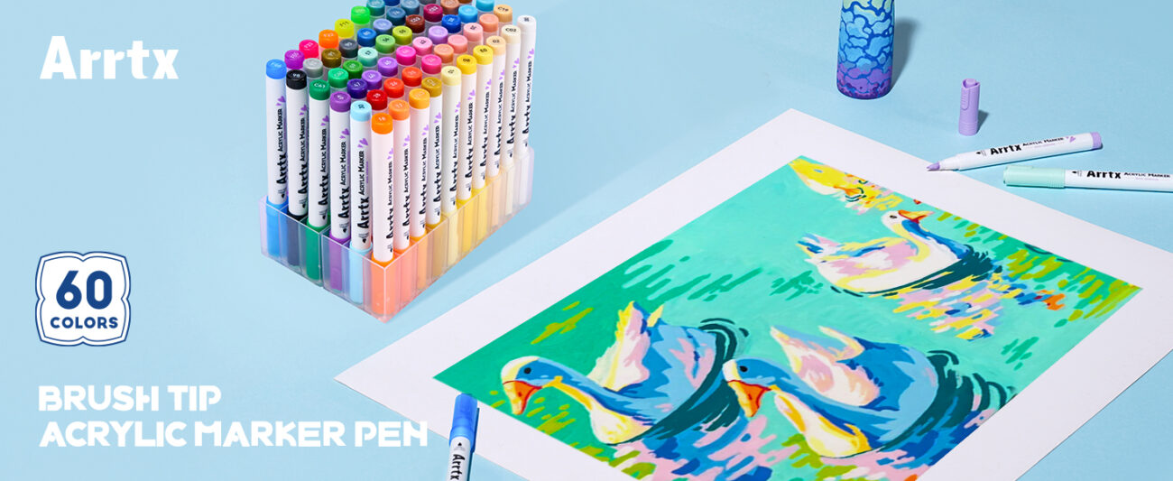 Arrtx Paint Pens 60 Regular Colors Acrylic Marker Brush Tip Art ...