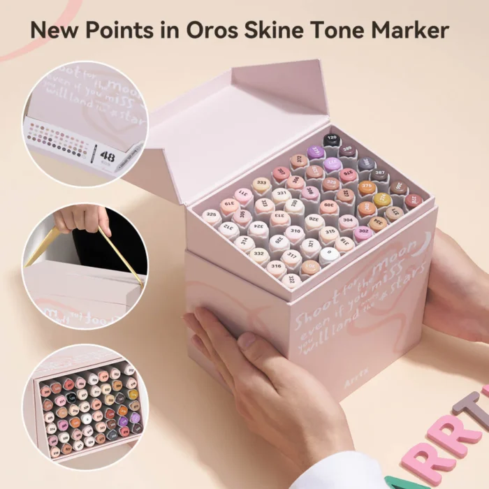 Arrtx OROS 48 Skin Tone Colors Alcohol Markers Paint Pen Set